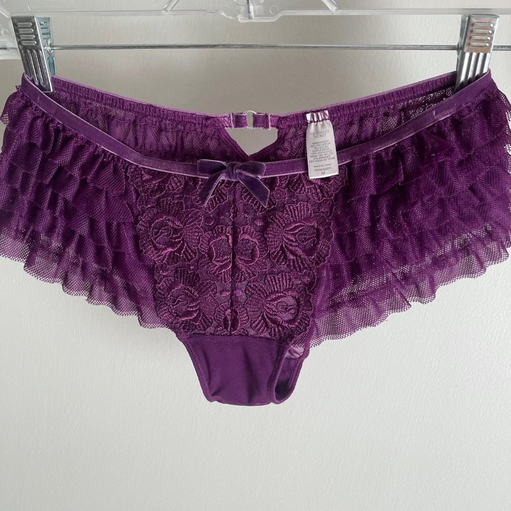 Retro 09 Victorias Secret Cheeky Ruffle Mesh Lace Hip… - Gem